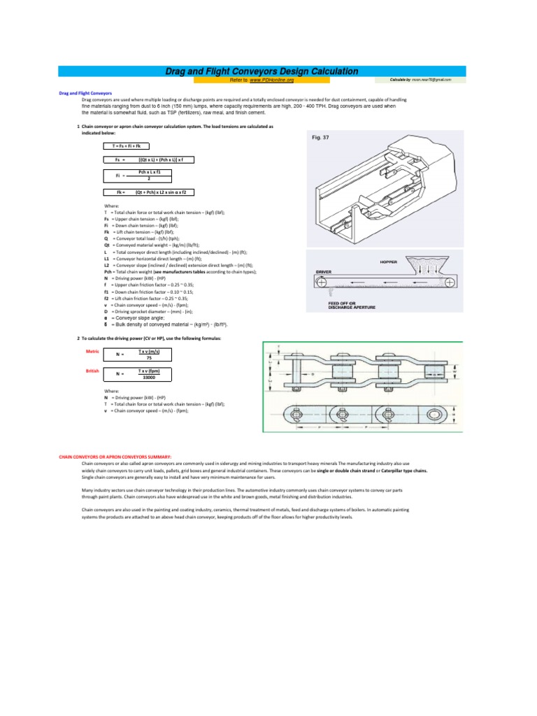 Chain Conveyors Design Calculation 400 T | PDF | Mechanical Engineering ...