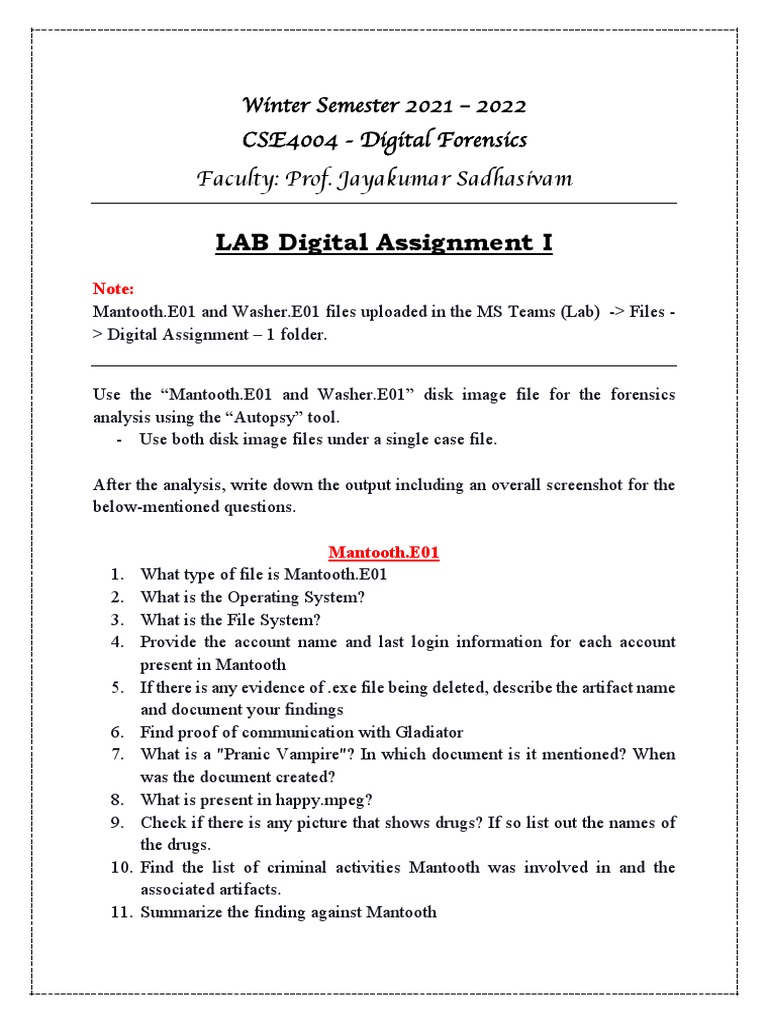 LAB Digital Assignment I: Faculty: Prof. Jayakumar Sadhasivam | Download Free PDF | Computer ...
