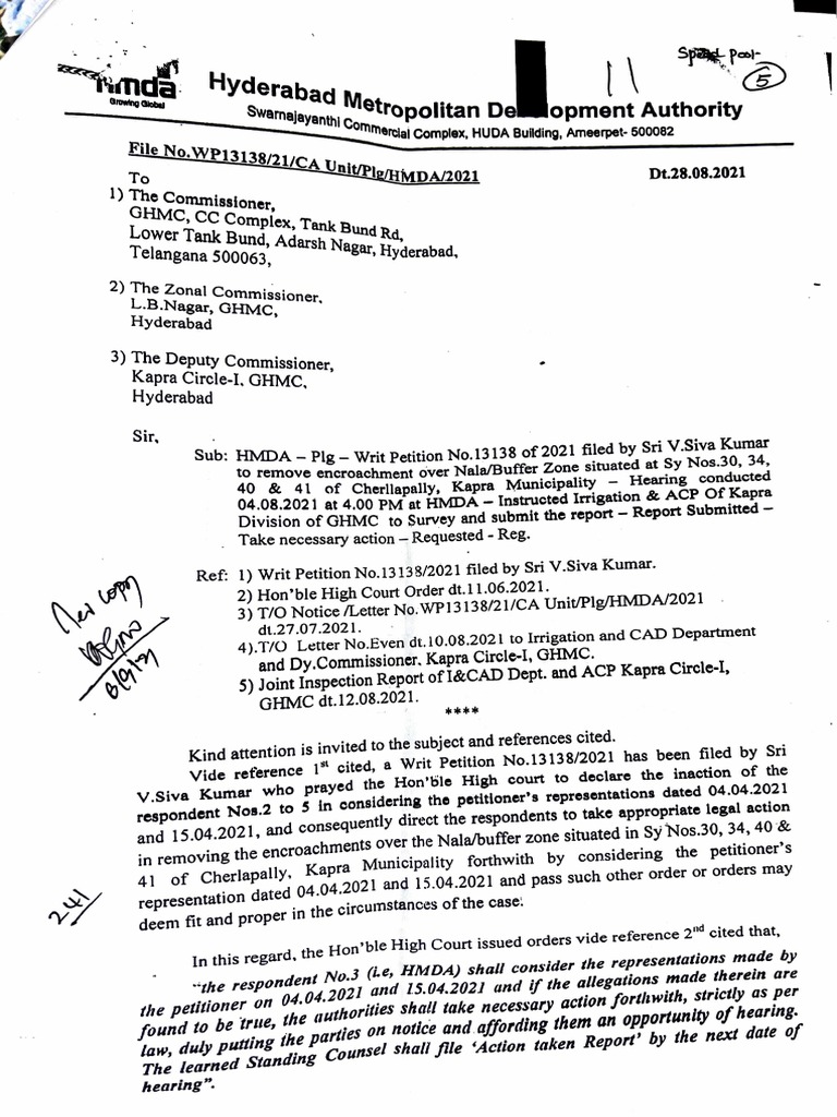 HMDA - Letter To GHMC | PDF | Legal Procedure | Judiciaries