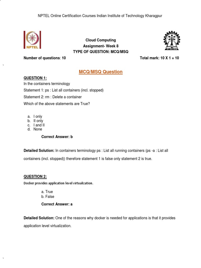 NPTEL - CC - Assignment 8 2022 | PDF | Internet Of Things | Cloud Computing