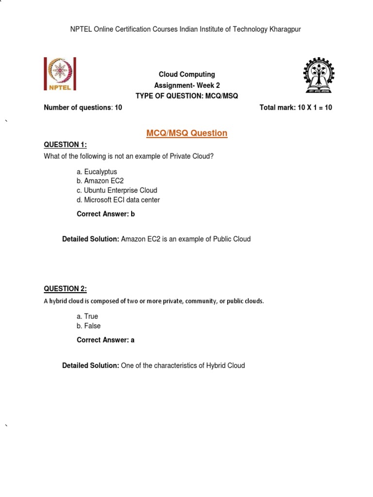 NPTEL - CC - Assignment 2.2022 | Download Free PDF | Cloud Computing | Computer Data