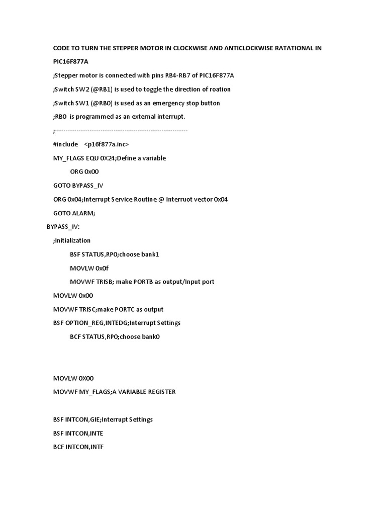 Code To Turn Stepper Motor in Clockwise & Anticlockwise Ratational ...