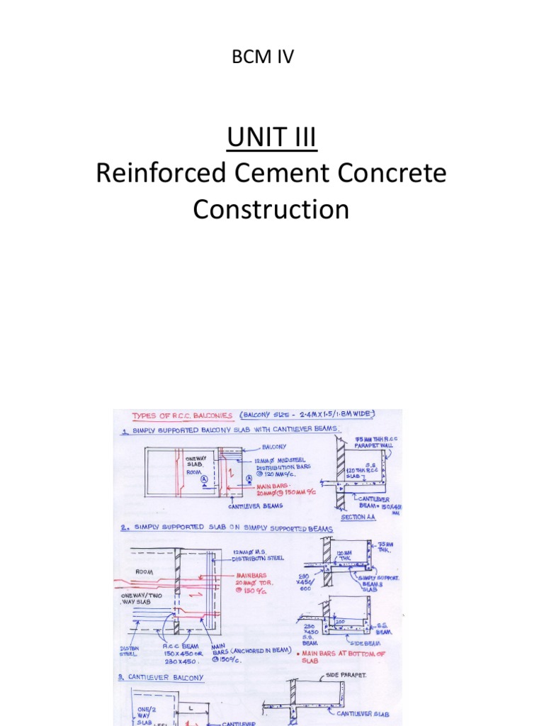 Unit Iii Reinforced Cement Concrete Construction: BCM Iv | PDF