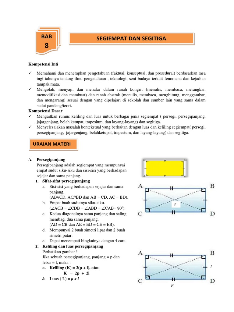 Materi Matematika Kelas 7 Bab 8 Segitiga Dan Segiempat | PDF