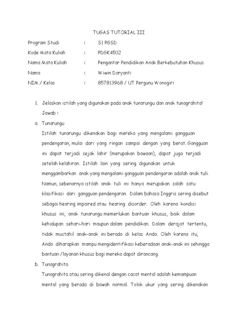 Pendidikan Anak Berkebutuhan Khusus | PDF | Pengembangan Diri