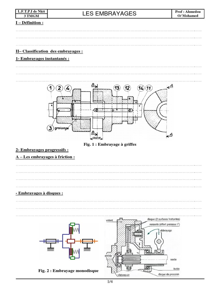 Dessin.L29 - Les Embrayages (Élève) | PDF