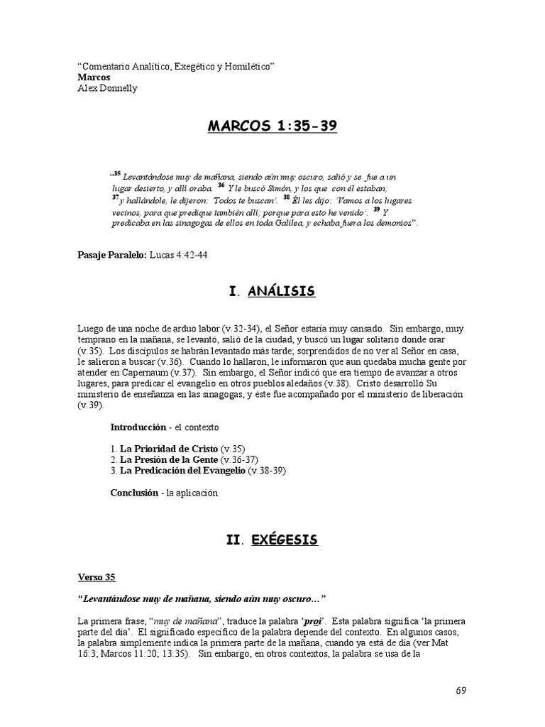 Marcos 1 (35-39) | PDF | Jesús | Oración