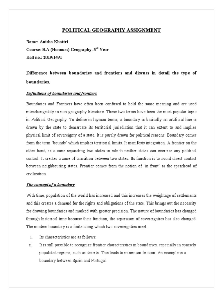 Boundaries vs. Frontiers in Geography | PDF | River | Frontier