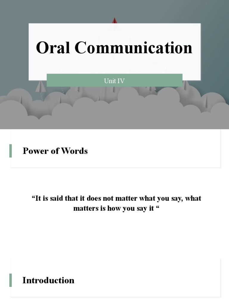 Oral Communication: Unit IV | PDF