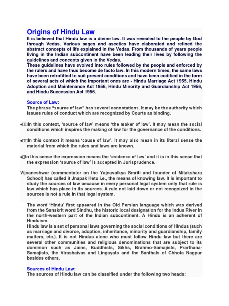 Sources of Hindu Law | PDF | Vedas | Precedent