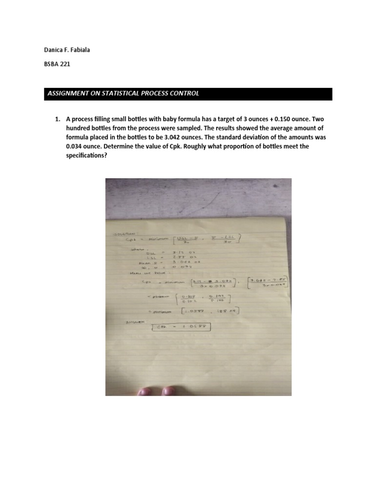 Assignment On Statistical Process Control | PDF Assignment On Statistical Process Control | PDF