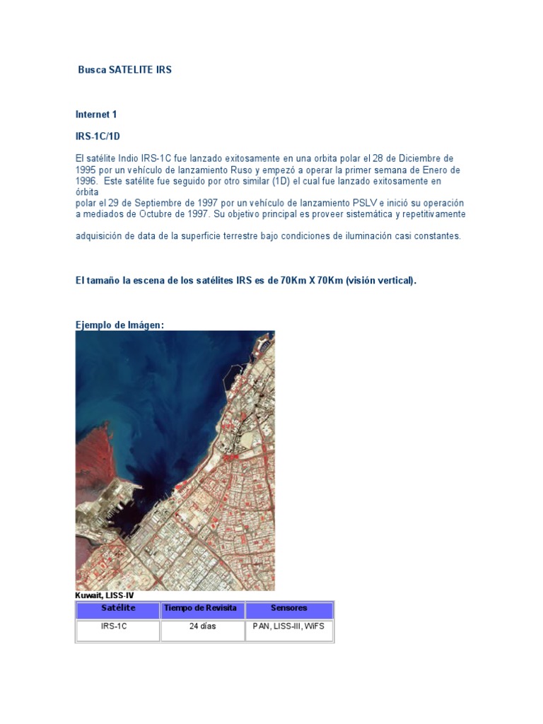 Satélite IRS-1C: Teledetección India | PDF | Satélite | Sensores remotos