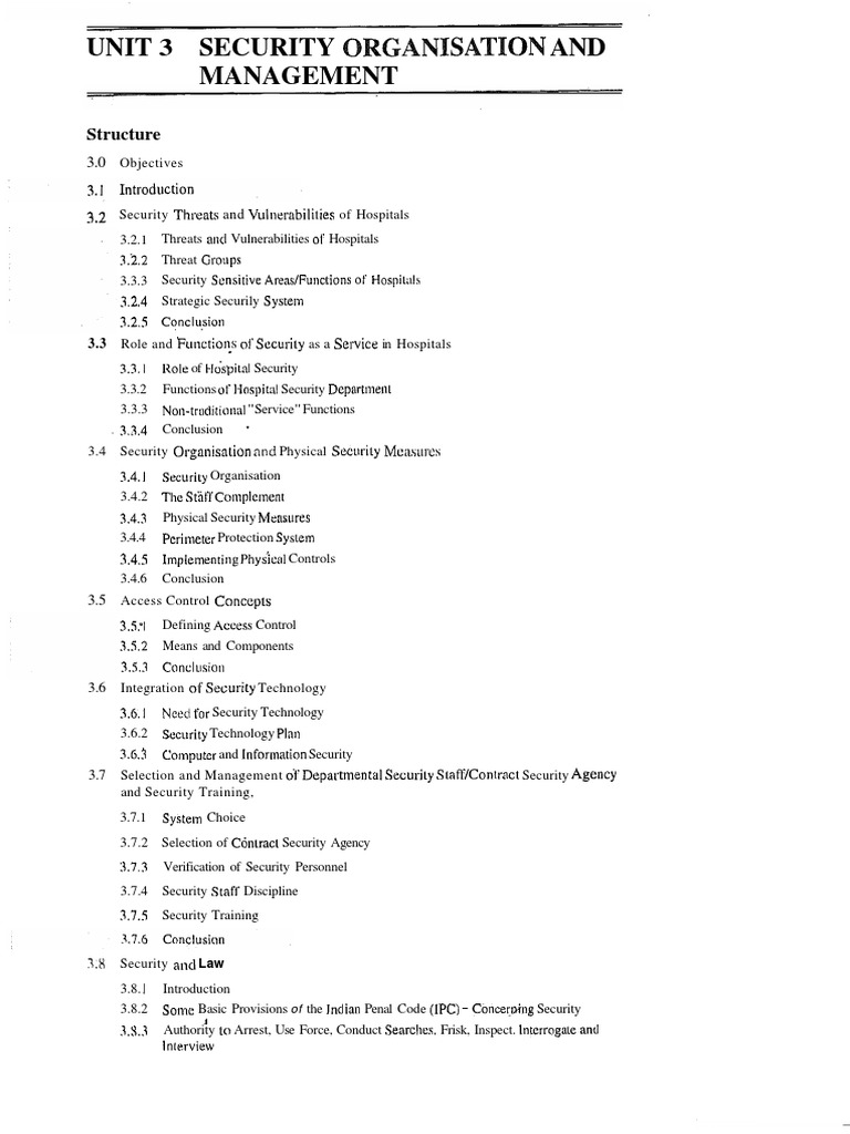 Unit Security Organisation and Management: Structure | PDF | Securities ...