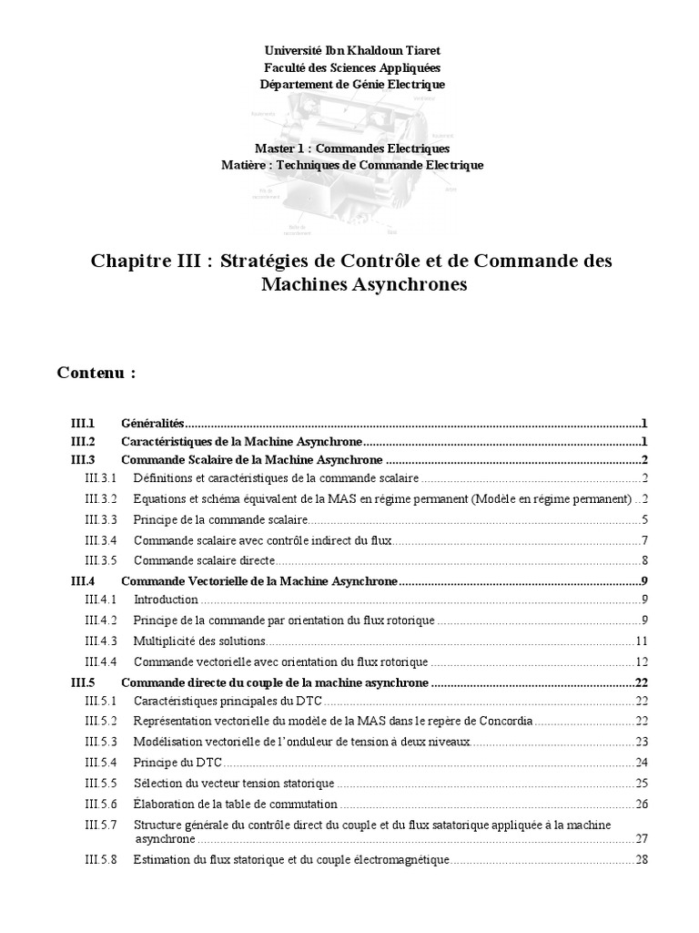 Chapitre 3 - Stratégies de Contrôle Et de Commande Des Machines ...