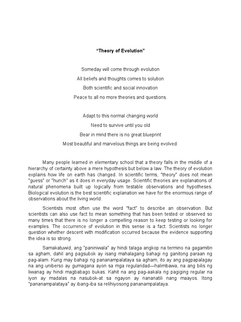 Theory of Evolution | PDF