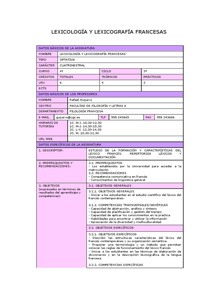 Lexicologia y Lexicografia Francesas | PDF | Lexicografía | Lingüística