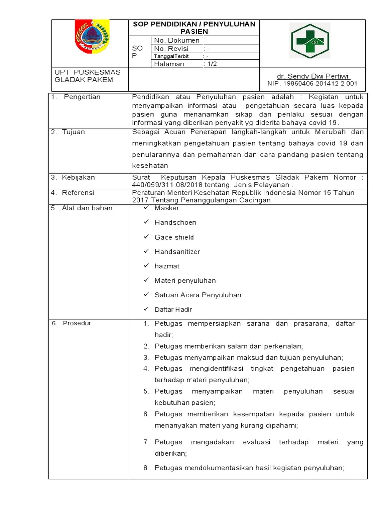 1 .SOP Penyuluhan | PDF