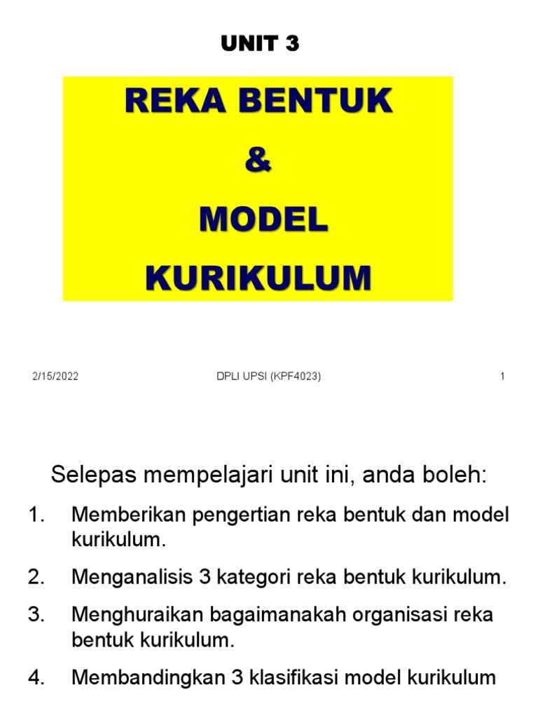 KURIKULUM REKA BENTUK DAN MODEL | PDF