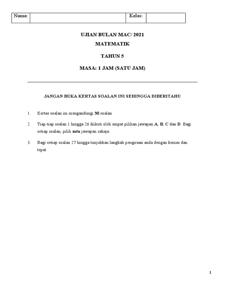 Cover Kertas Ujian | PDF