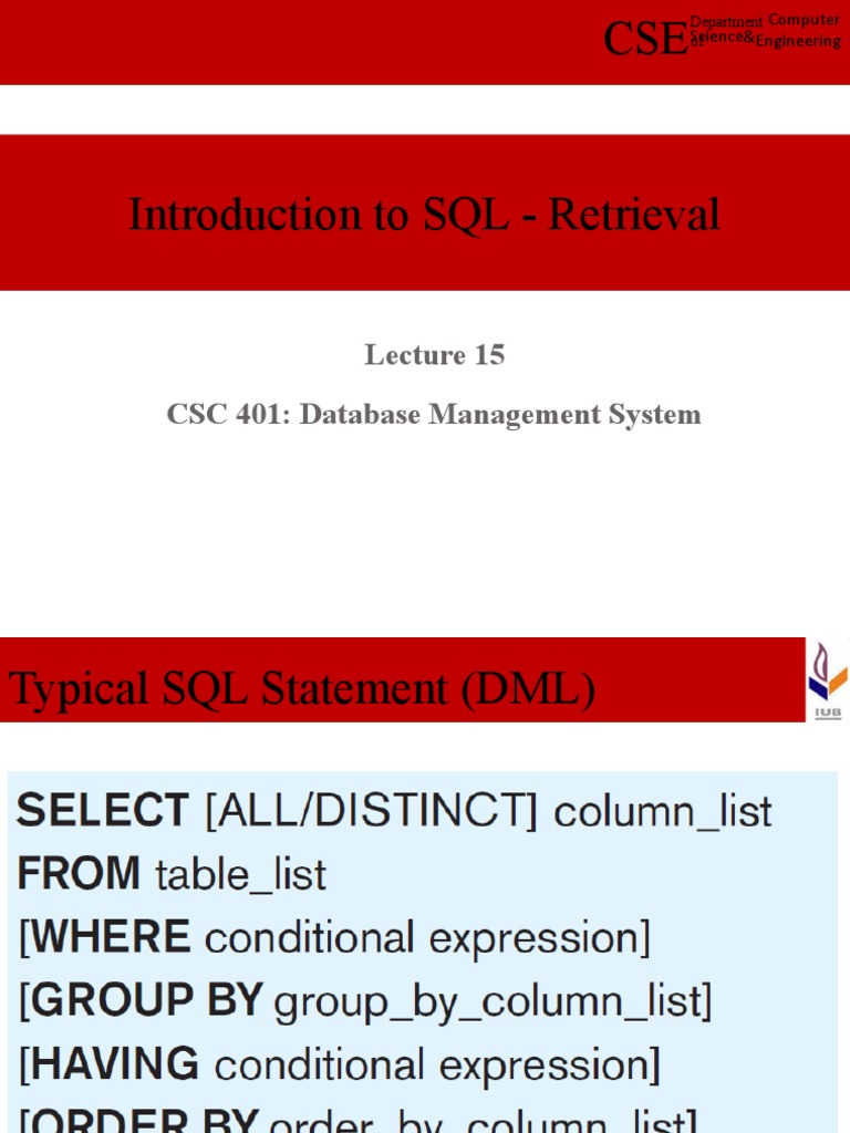 Introduction to SQL Retrieval | PDF | Table (Database) | Computing