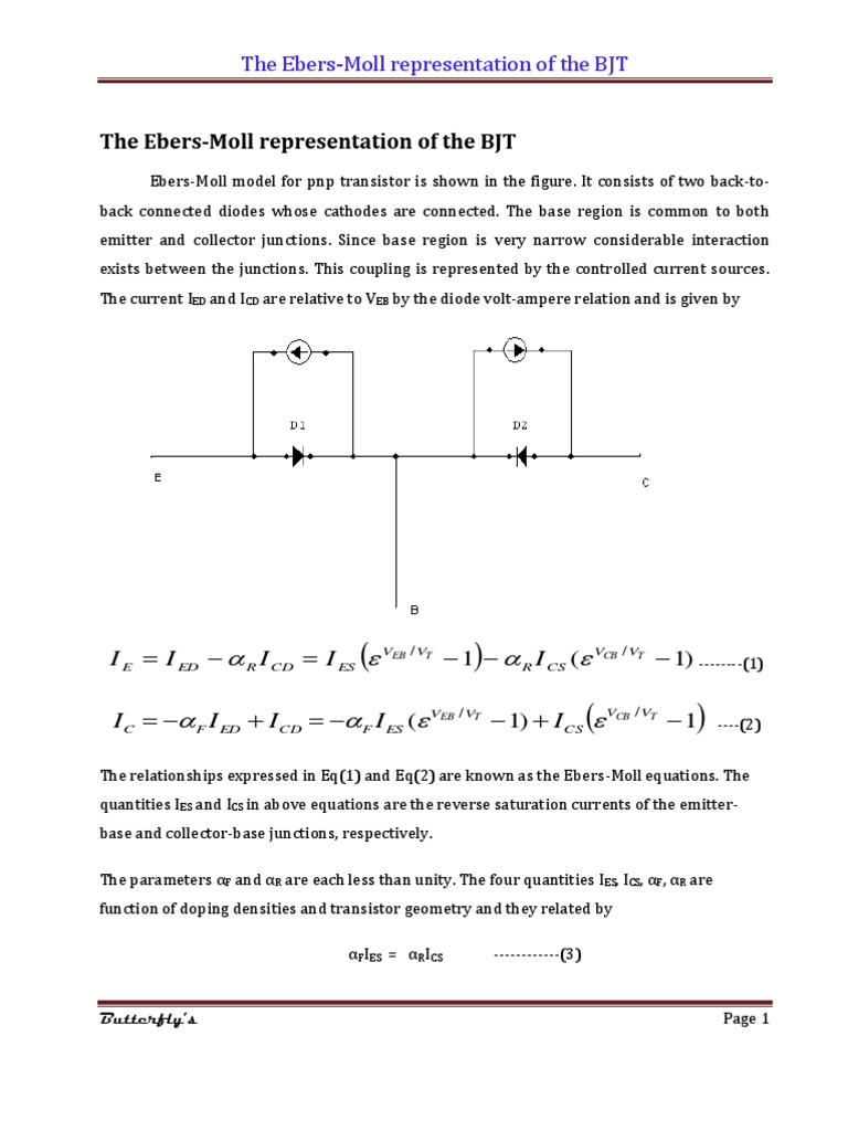 BJT Ebers Moll Representaion | PDF | Bipolar Junction Transistor | Electrical Components