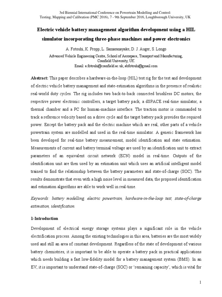 Electric Vehicle Battery Management Algorithm Development-2016 | PDF ...
