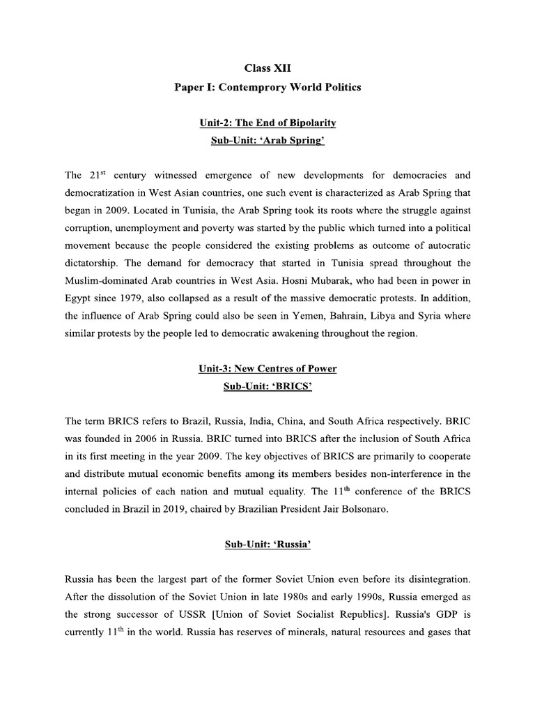 Reference Material Added by CBSE For Class 12 Political Science | PDF