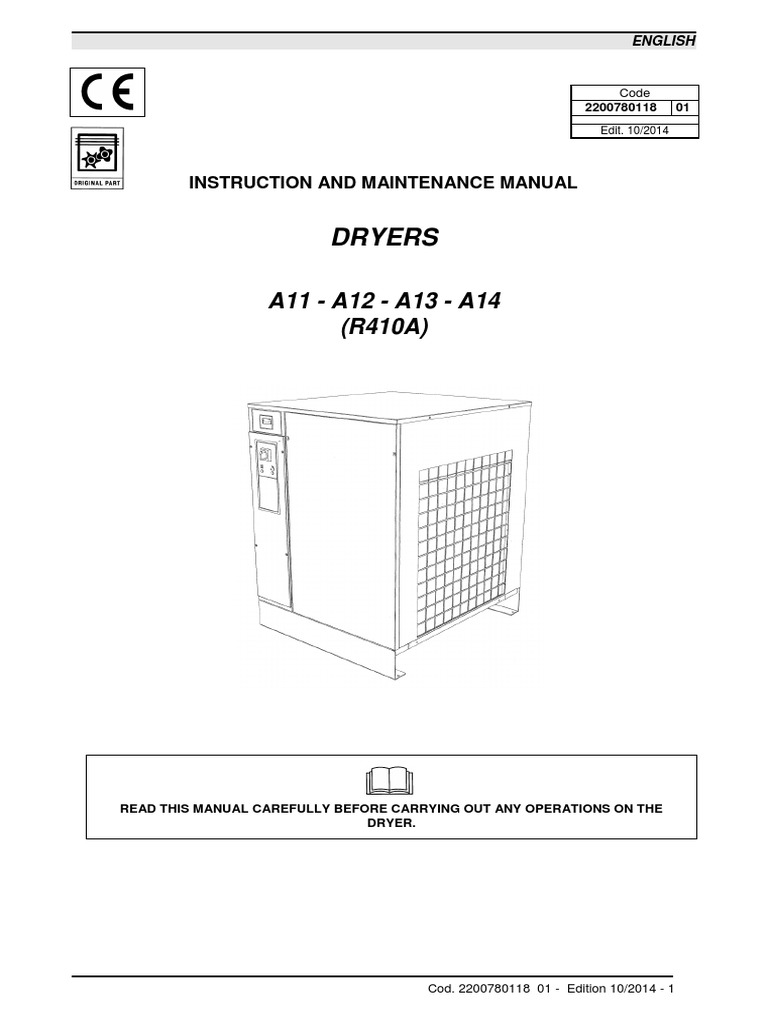 Instruction and Maintenance Manual for Dryers Models A11-A14 (R410A ...