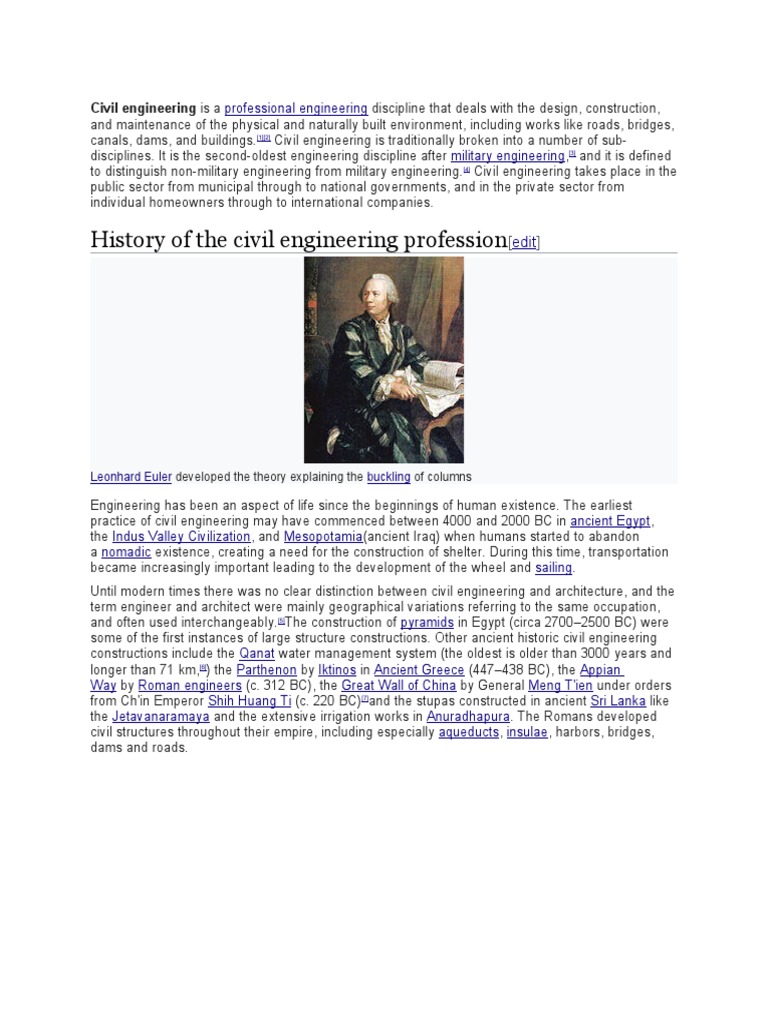 History of The Civil Engineering Profession | PDF | Architect | Surveying
