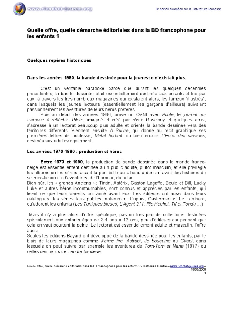La BD Francophone Pour Les Enfants | PDF | BD | Manga