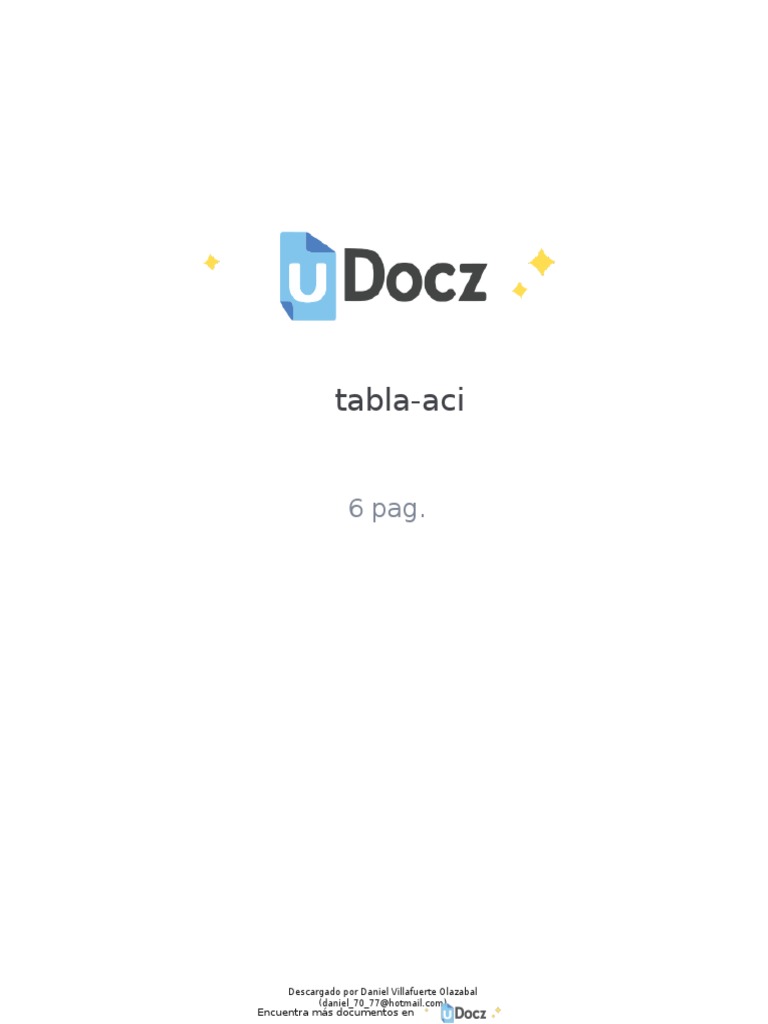 Tablas ACI para Diseño de Concreto | PDF | Física Aplicada e ...