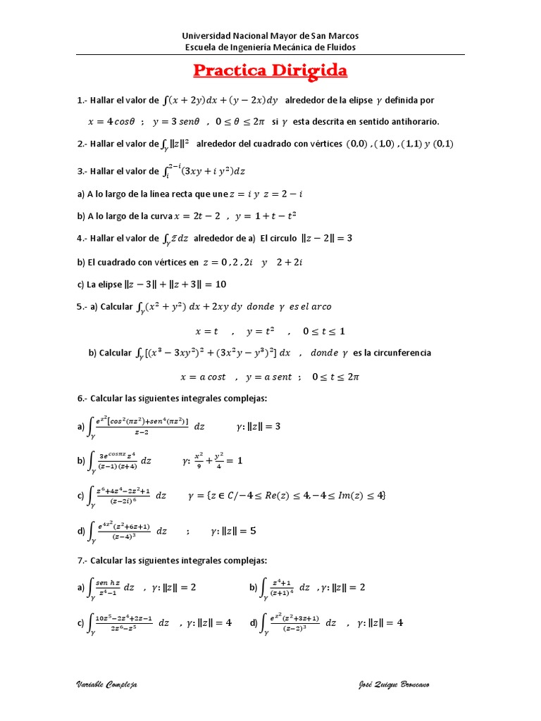 Practica Dirigida | PDF | Integral | Geometría analítica