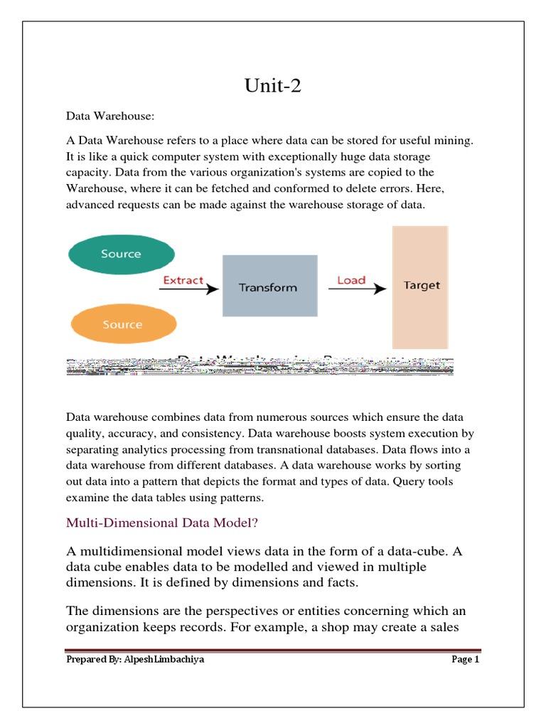 Unit-2: Multi-Dimensional Data Model? | PDF | Data Warehouse | Data Mining