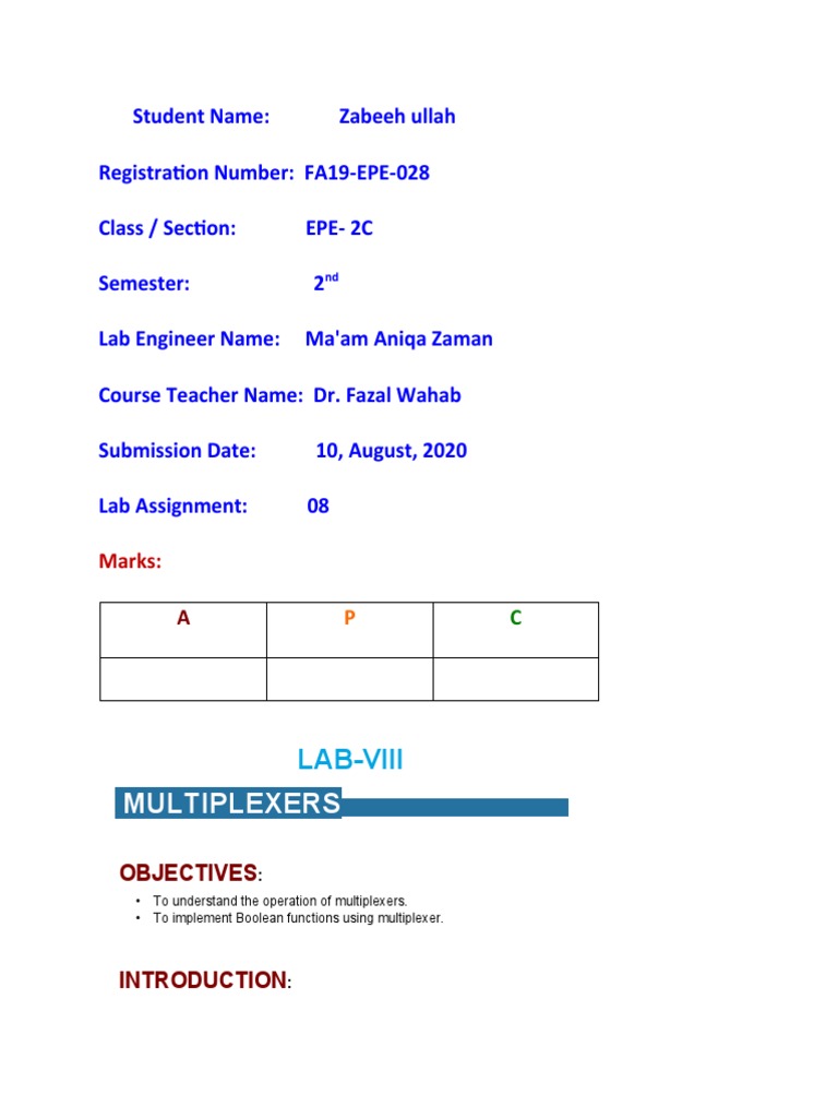 FA19-EPE-028 DLD Lab Assignment 08 | PDF | Boolean Algebra | Teaching Mathematics