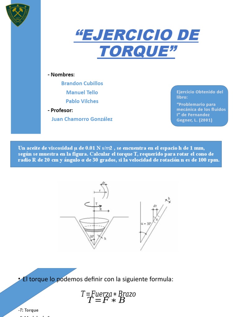 Ejercicio de Torque | PDF | Viscosidad | Fuerza