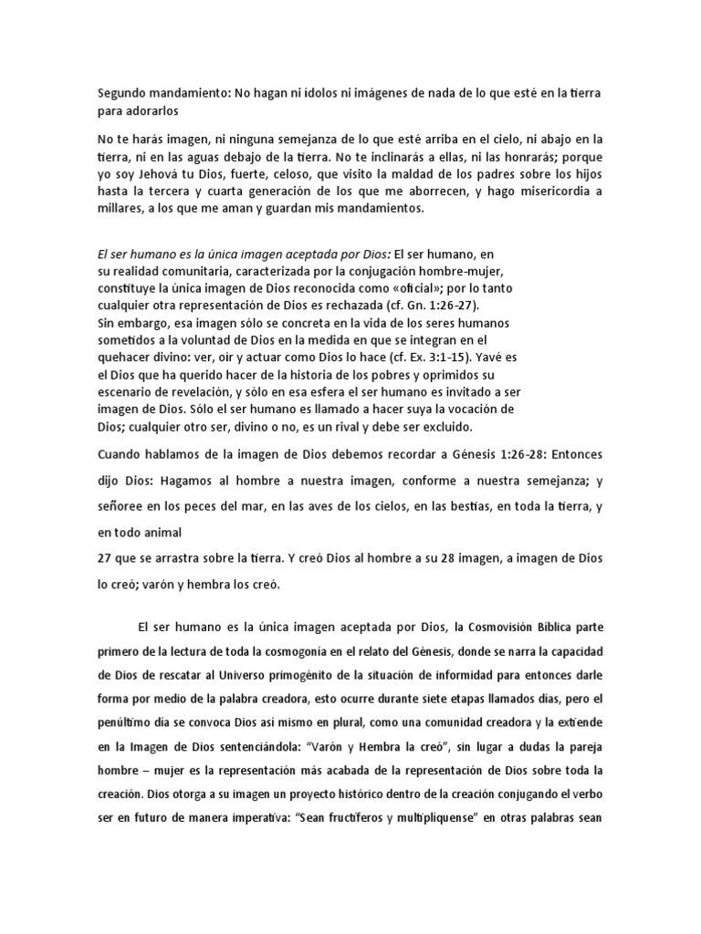 Segundo Mandamiento | PDF | Imagen de dios | Dios