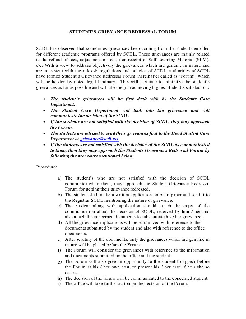 Students Grievance Redressal Form | PDF | Government | Business