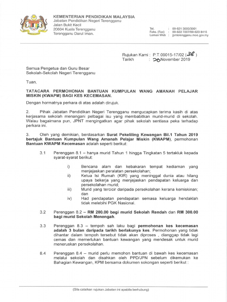 Tatacara Permohonan Bantuan Kwapm Bagi Kes Kecemasan | PDF