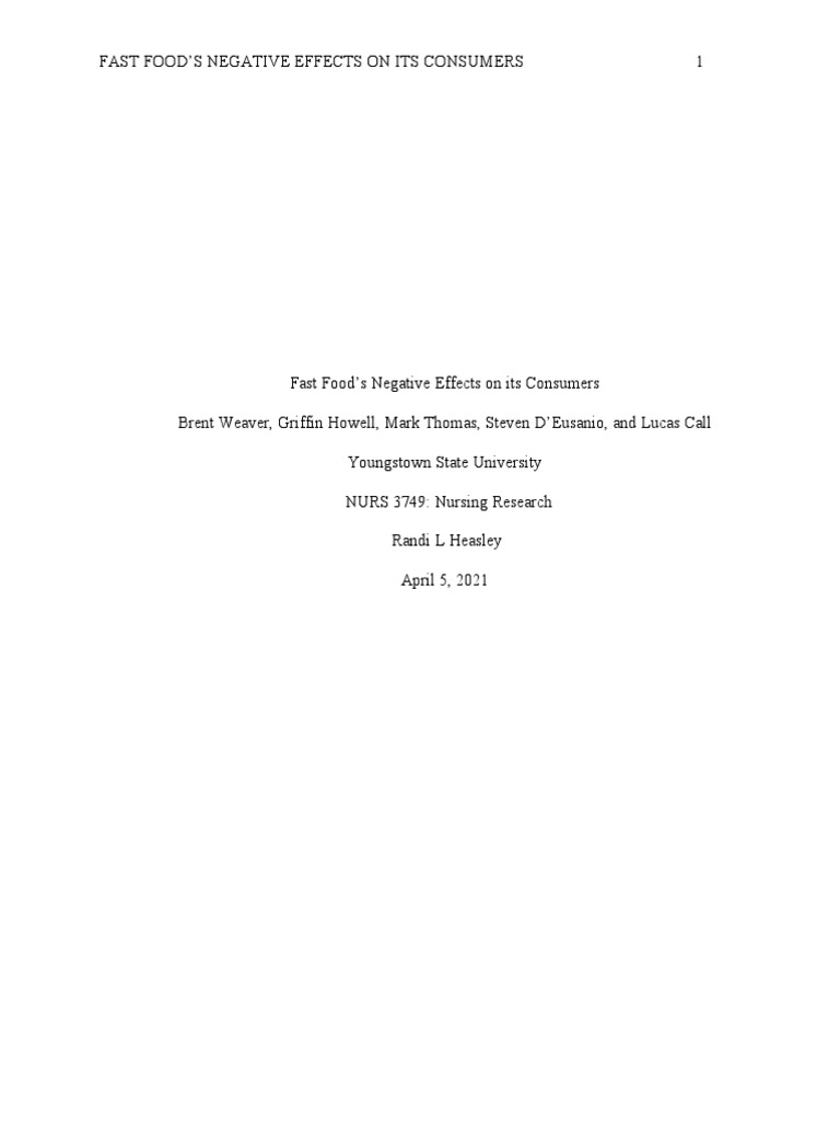Research Paper Fast Food Related To Obesity | PDF | Obesity ...