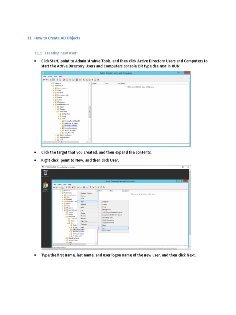 Create Active Directory User Objects | PDF | Computers