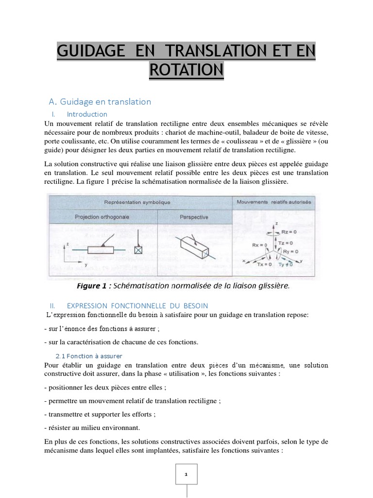 Guidage en Translation et Rotation Mécanique | PDF | Palier (mécanique) | Ingénierie mécanique
