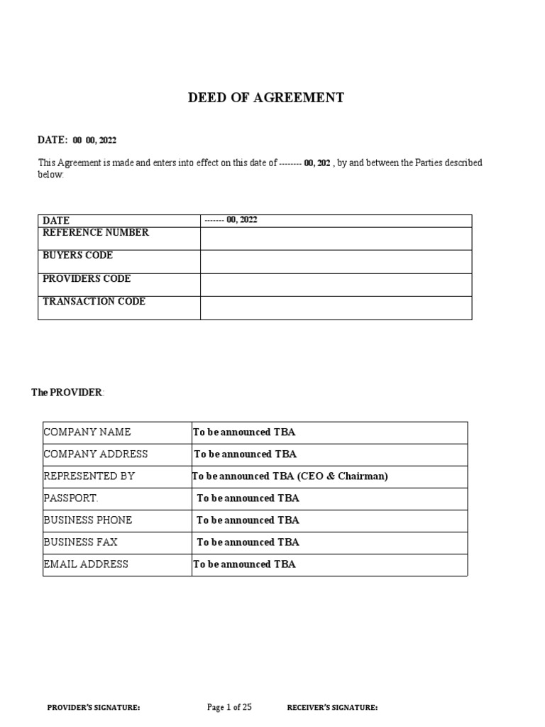 Deed of Agreement: Date | PDF | Letter Of Credit | Banks