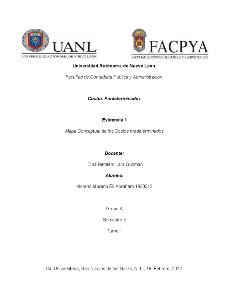 Ev1-Csts Pred | PDF | Costo | Business