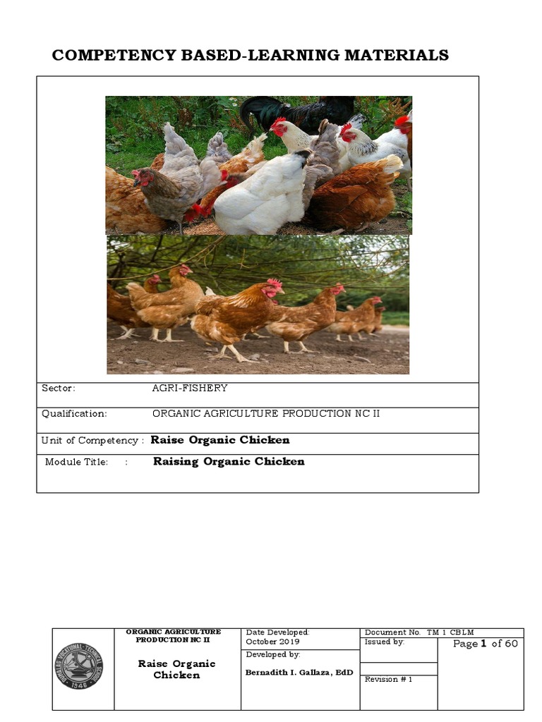 Competency-Based Learning Materials for Raising Organic Chicken | PDF ...