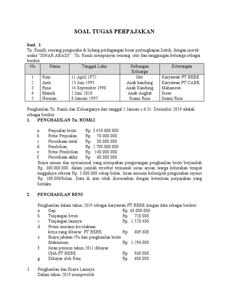 Soal Tugas 1 Perpajakan | PDF