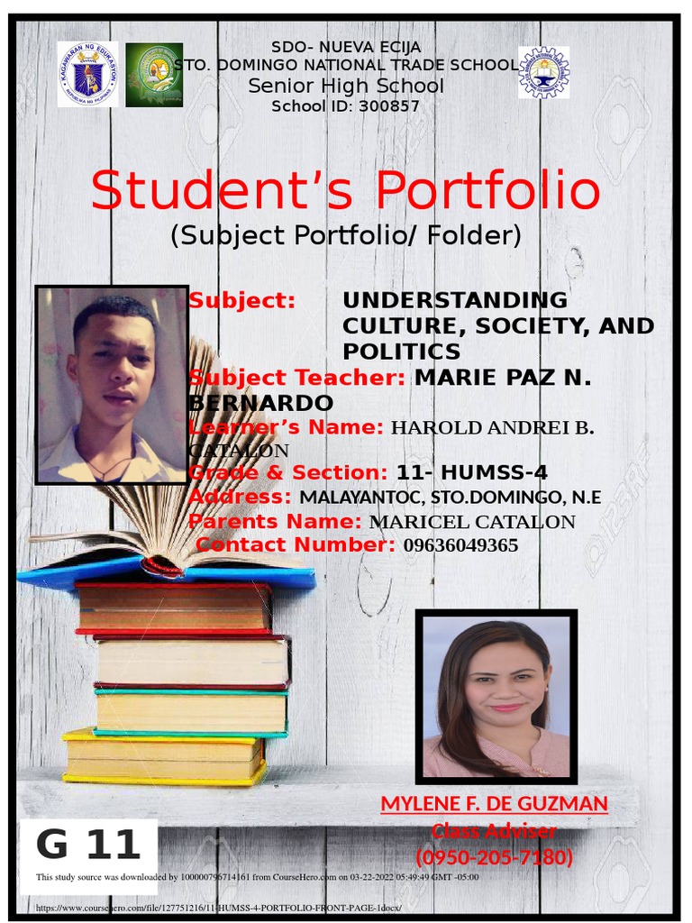 Student Portfolio for HUMSS-4 | PDF | Education Theory | Cognition