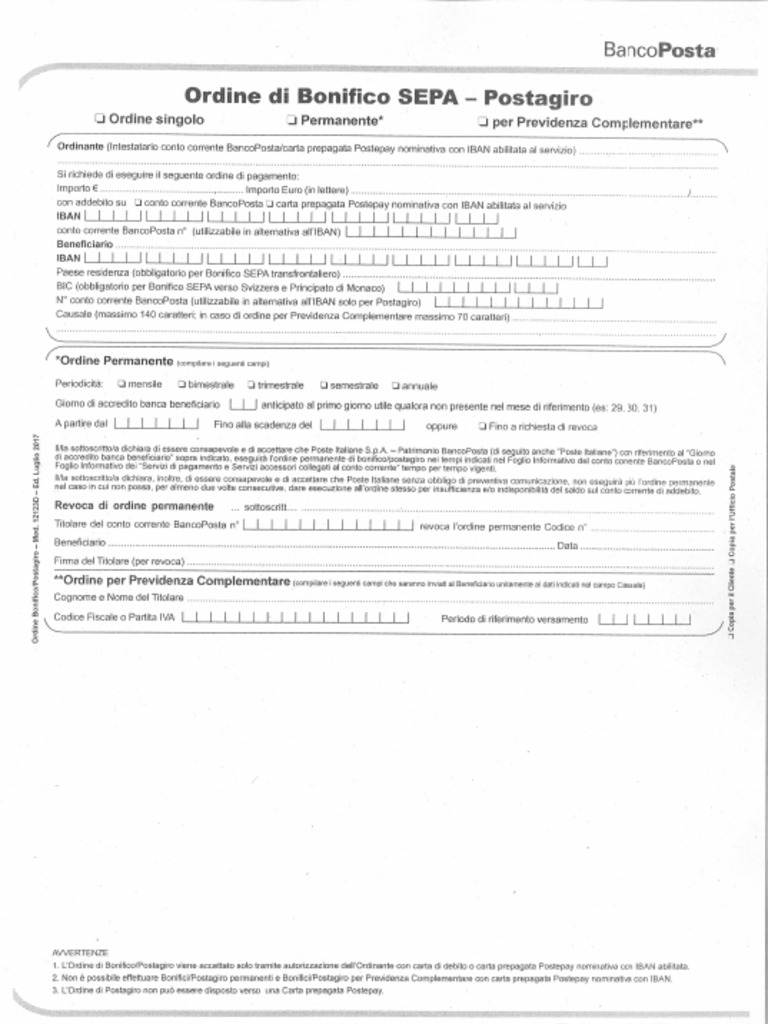 Modulo Bonifici | PDF