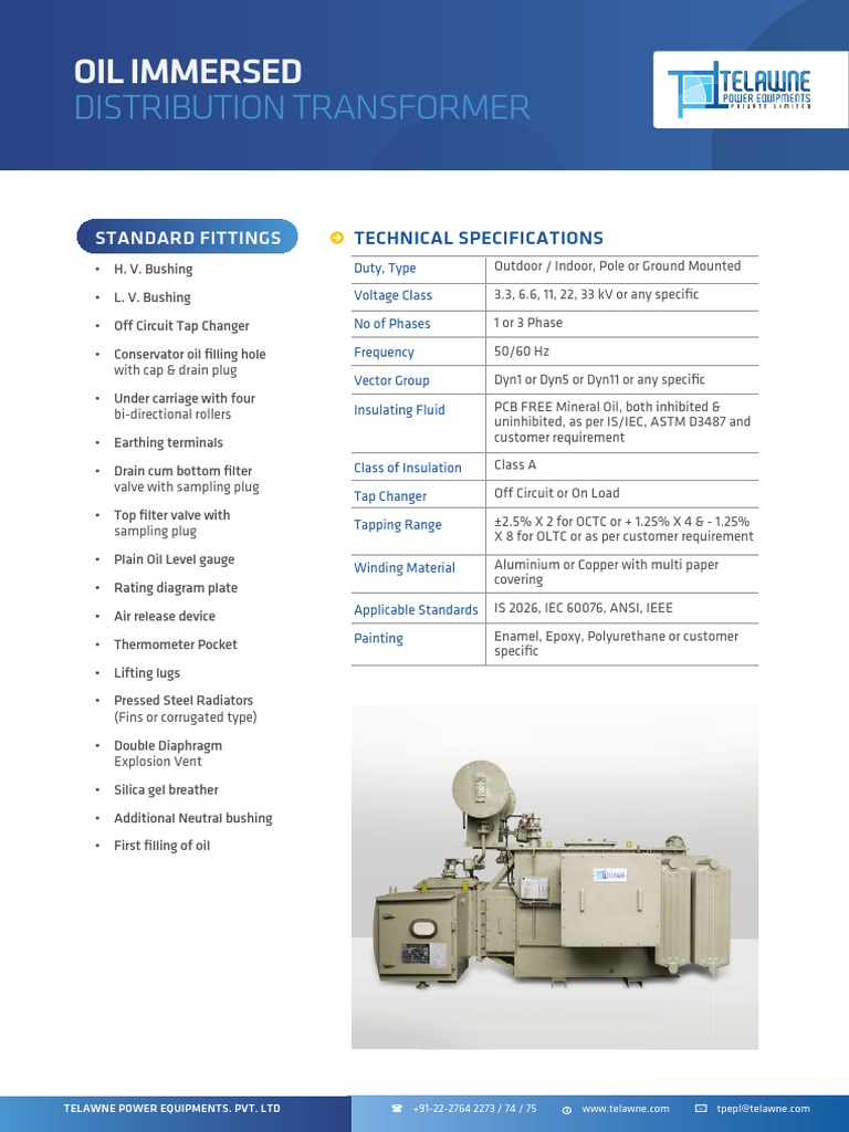 1 Oil Immersed | PDF | Transformer | Insulator (Electricity)
