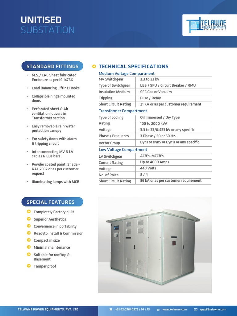 6 Unitised Substation | PDF | Electrical Substation | Transformer