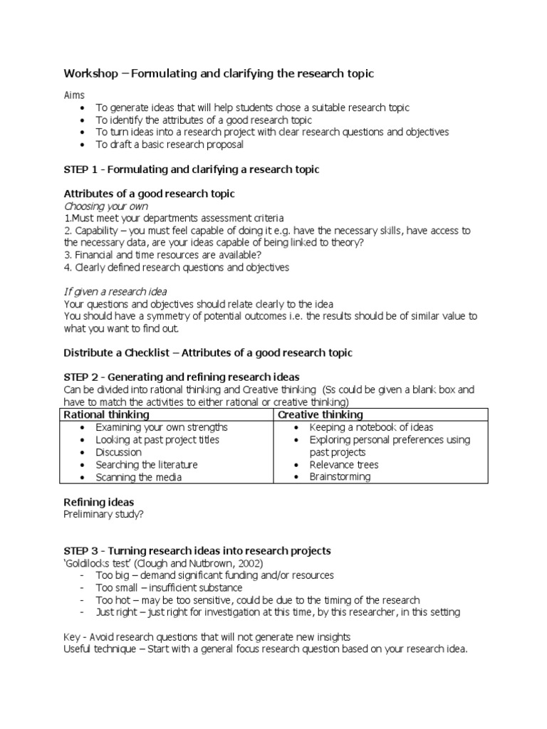 Forming A Research Topic | PDF | Creativity | Cognition